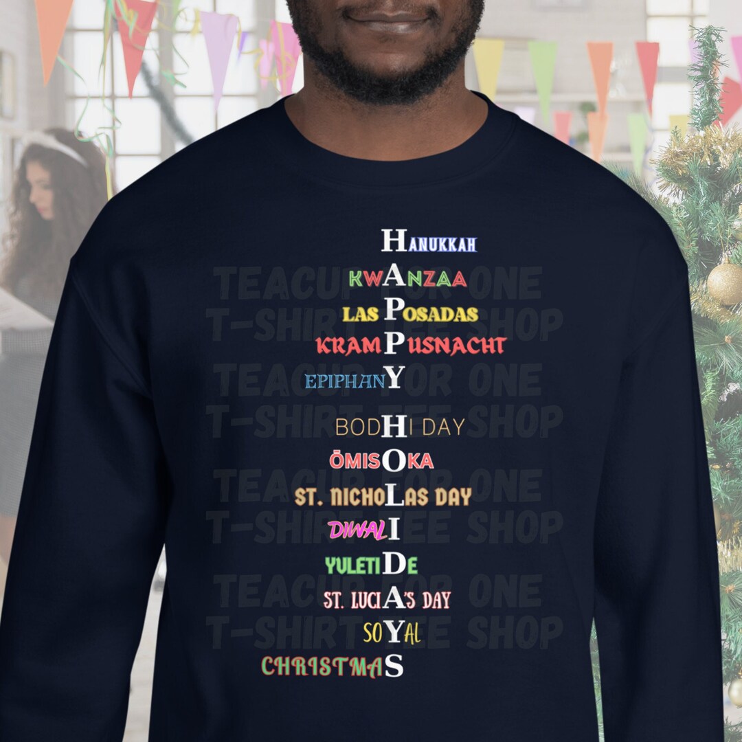 Happy Holidays Unisex Sweater | Christmas | Hanukkah | Kwanzaa | Las ...
