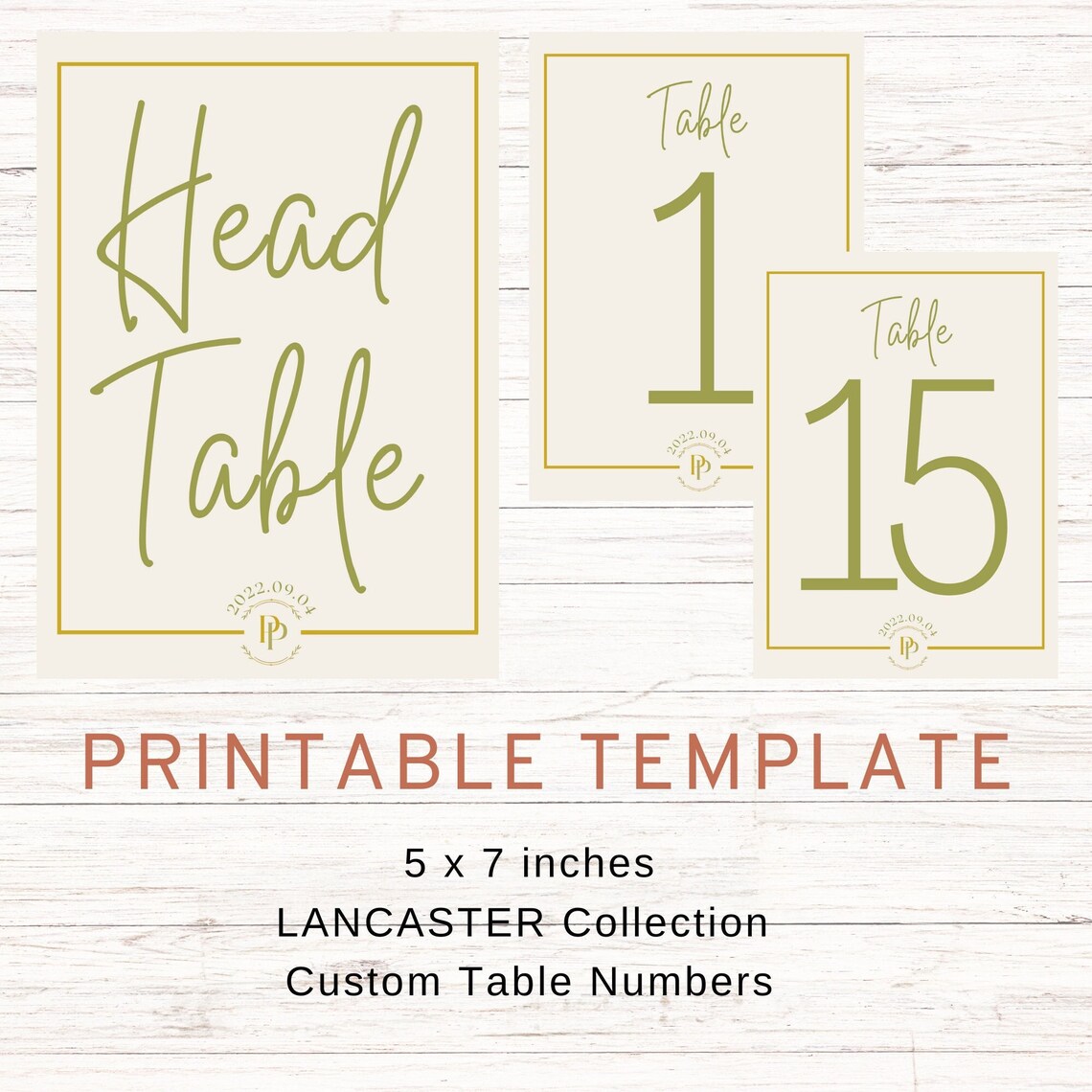 Rustic Minimalistic Elegant Table Numbers lancaster Collection 5x7 ...
