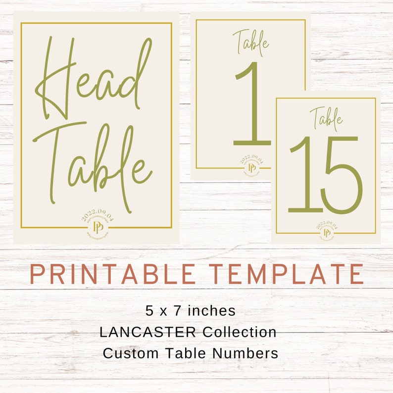 Rustic Minimalistic Elegant Table Numbers (lancaster Collection) 5x7 ...