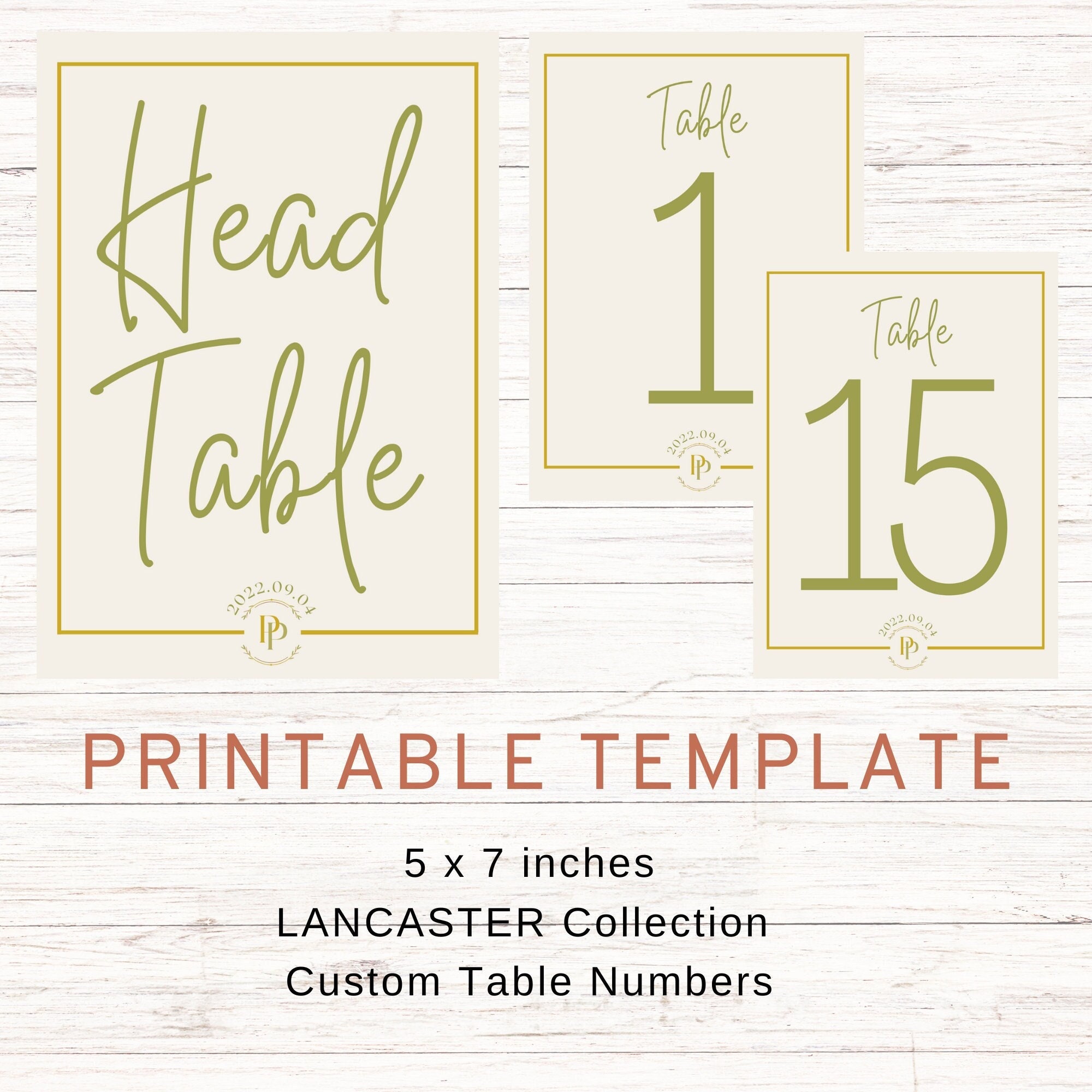 Rustic Minimalistic Elegant Table Numbers (lancaster Collection) 5x7 ...