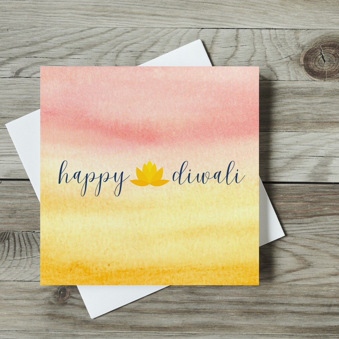 Diwali Deepavali Hindu New Year Diya Lotus Greeting Holiday Card 5x5 ...