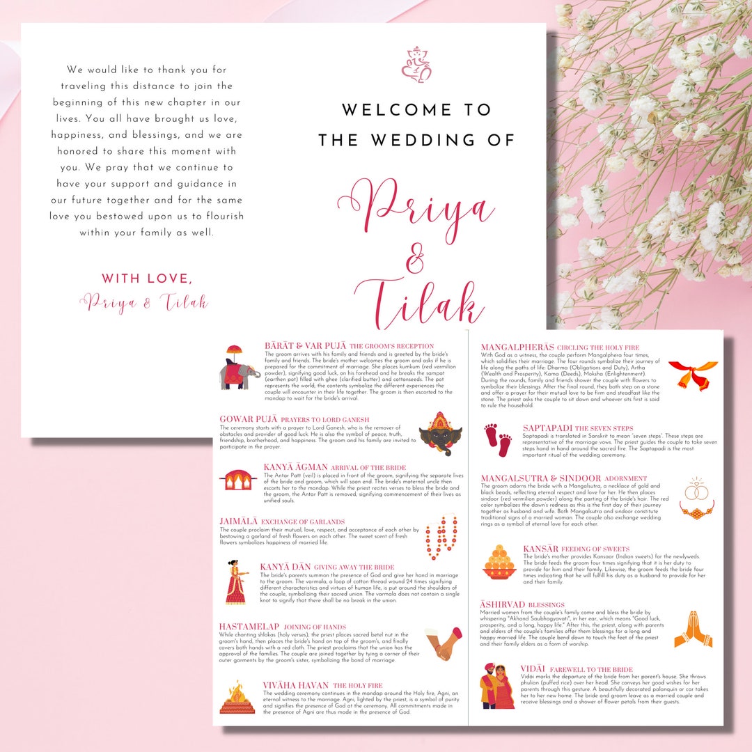 CUSTOM DIGITAL: Indian Wedding Ceremony Program, Wedding Booklet, Hindu ...