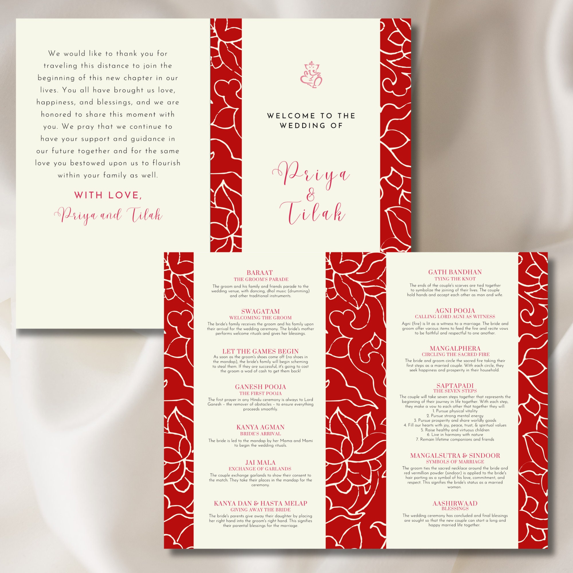Indian Wedding Program Template: Customizable Ceremony Booklet (digital ...