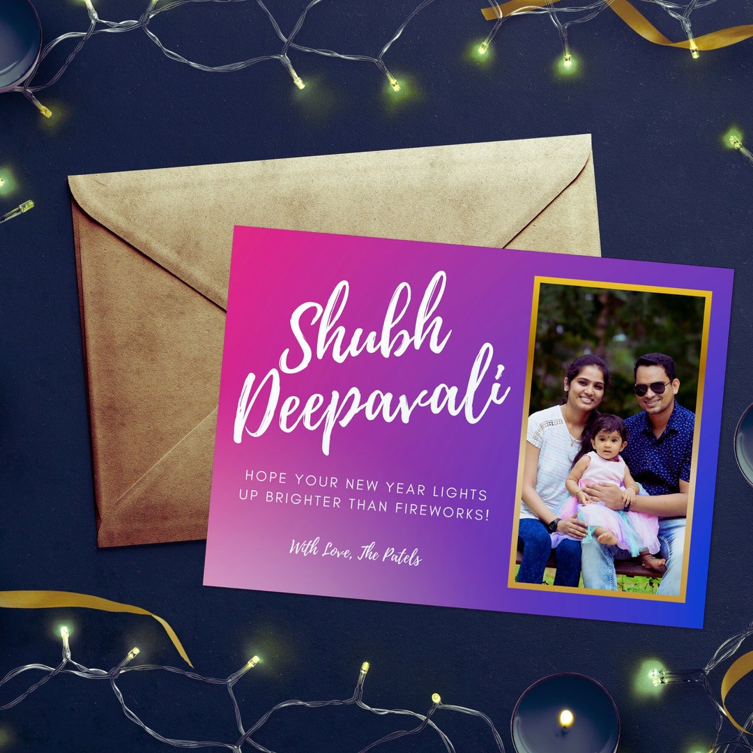Diwali Deepavali Indian New Year Diva Custom Picture Greeting Holiday ...