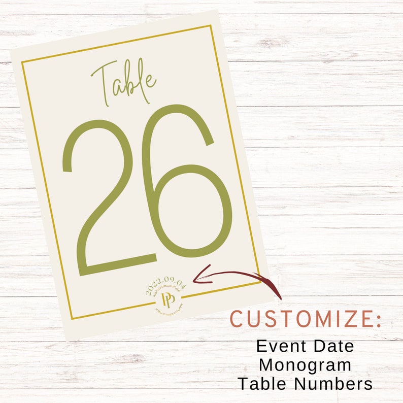 Rustic Minimalistic Elegant Table Numbers (lancaster Collection) 5x7 ...