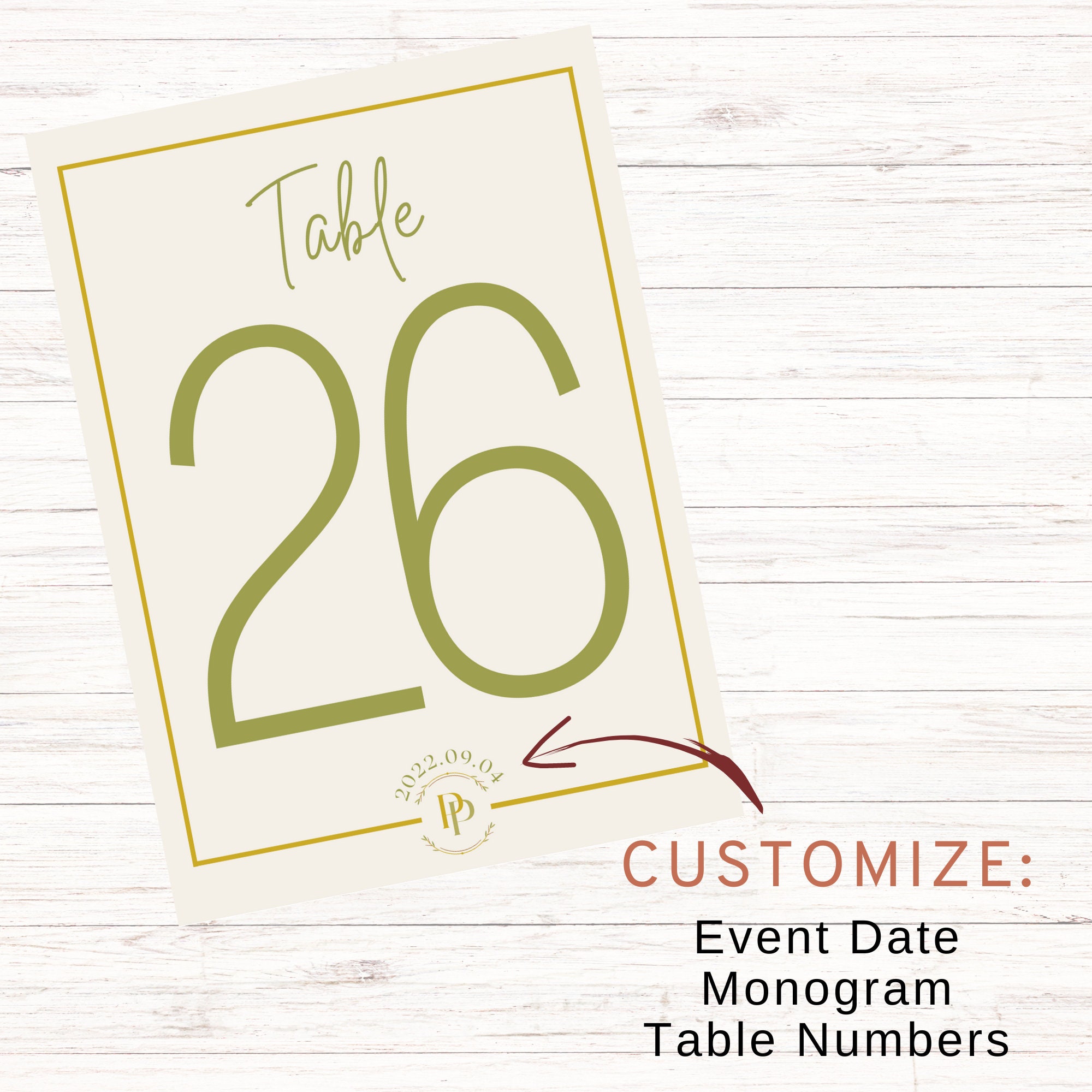 Rustic Minimalistic Elegant Table Numbers (lancaster Collection) 5x7 ...