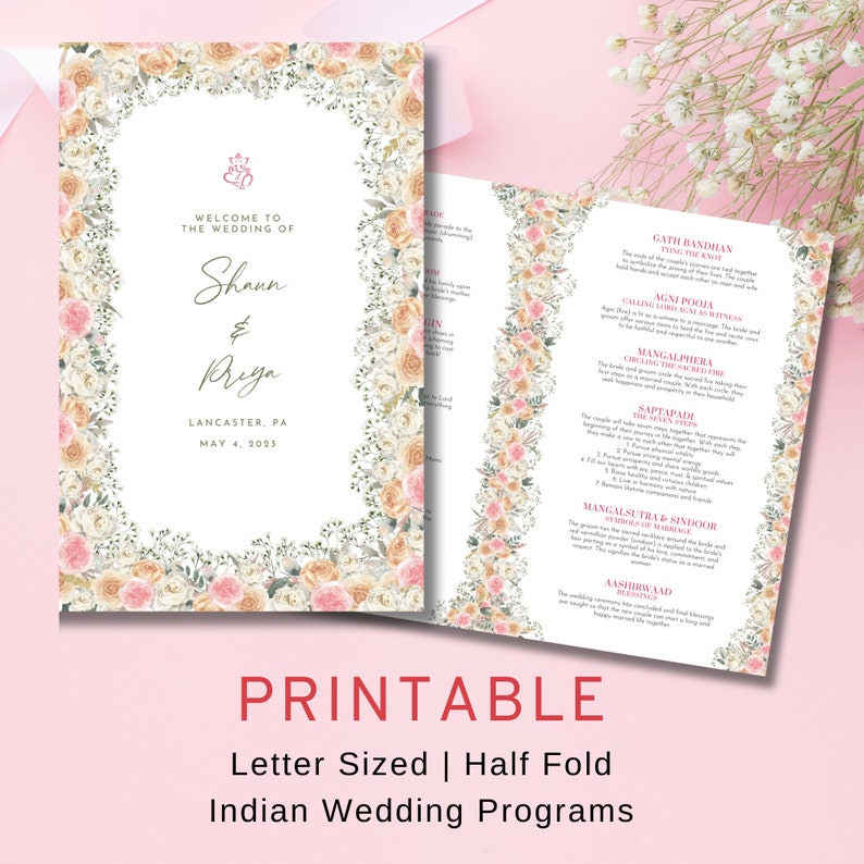 Custom Hindu Wedding Program Template (digital Download) - Etsy