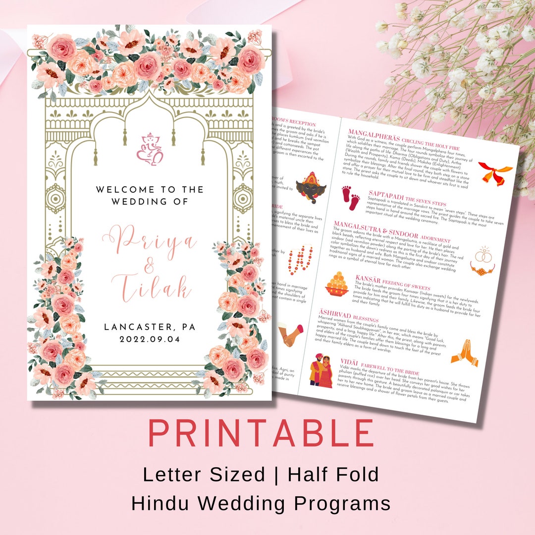 Indian Wedding Ceremony, Hindu Wedding Ceremony, Custom Wedding Program ...