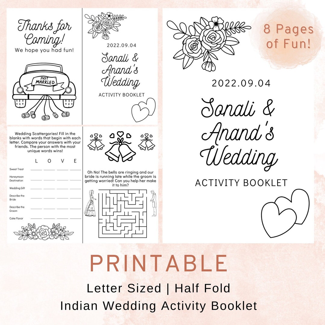 Indian Hindu Kids Wedding Ceremony Coloring Activity Booklet Packet ...
