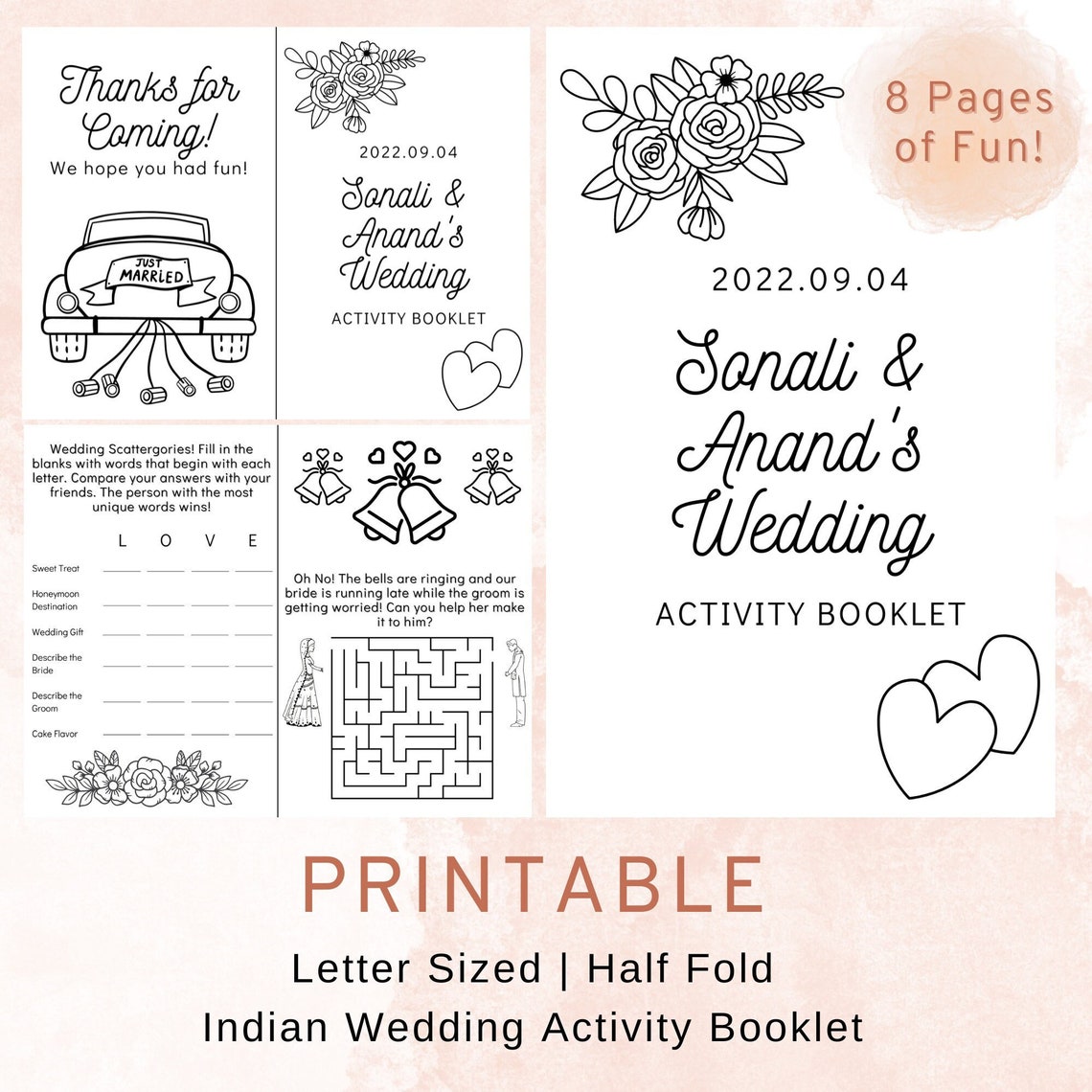 Indian Hindu Kids Wedding Ceremony Coloring Activity Booklet Packet ...