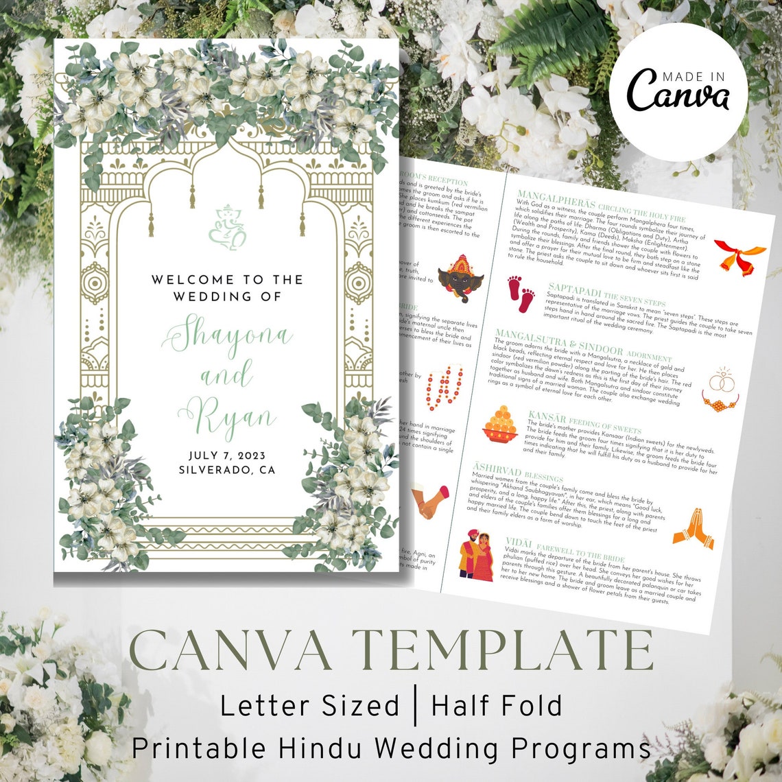 Hindu Wedding Program Template,hindu Wedding Program, Hindu Wedding ...