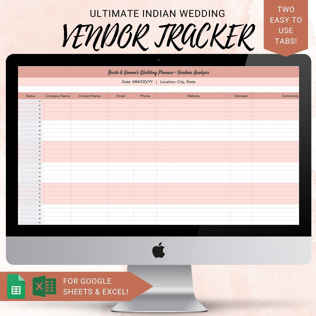Wedding Planning Spreadsheet, Event Planning Spreadsheet, Vendor Event ...