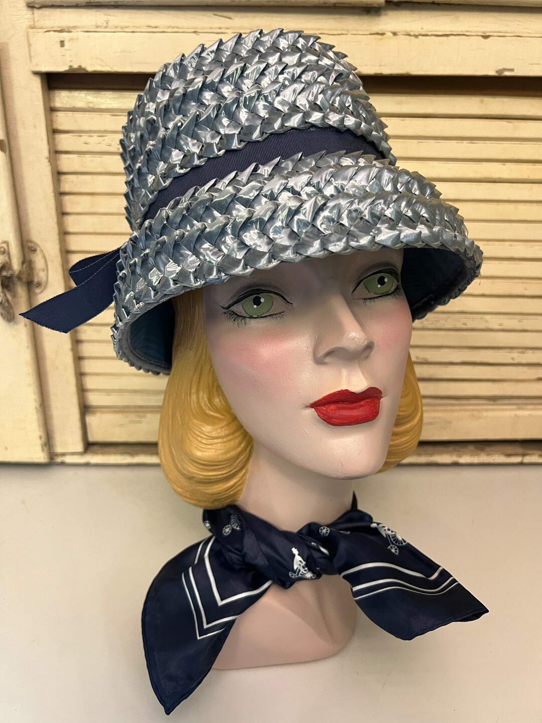 1960s Periwinkle Blue Straw Hat With Bow Ribbon Detail - Etsy