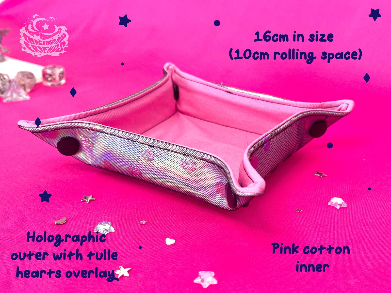 Dice Tray for DND and Ttrpgs, Black or Holographic Silver Vinyl and ...