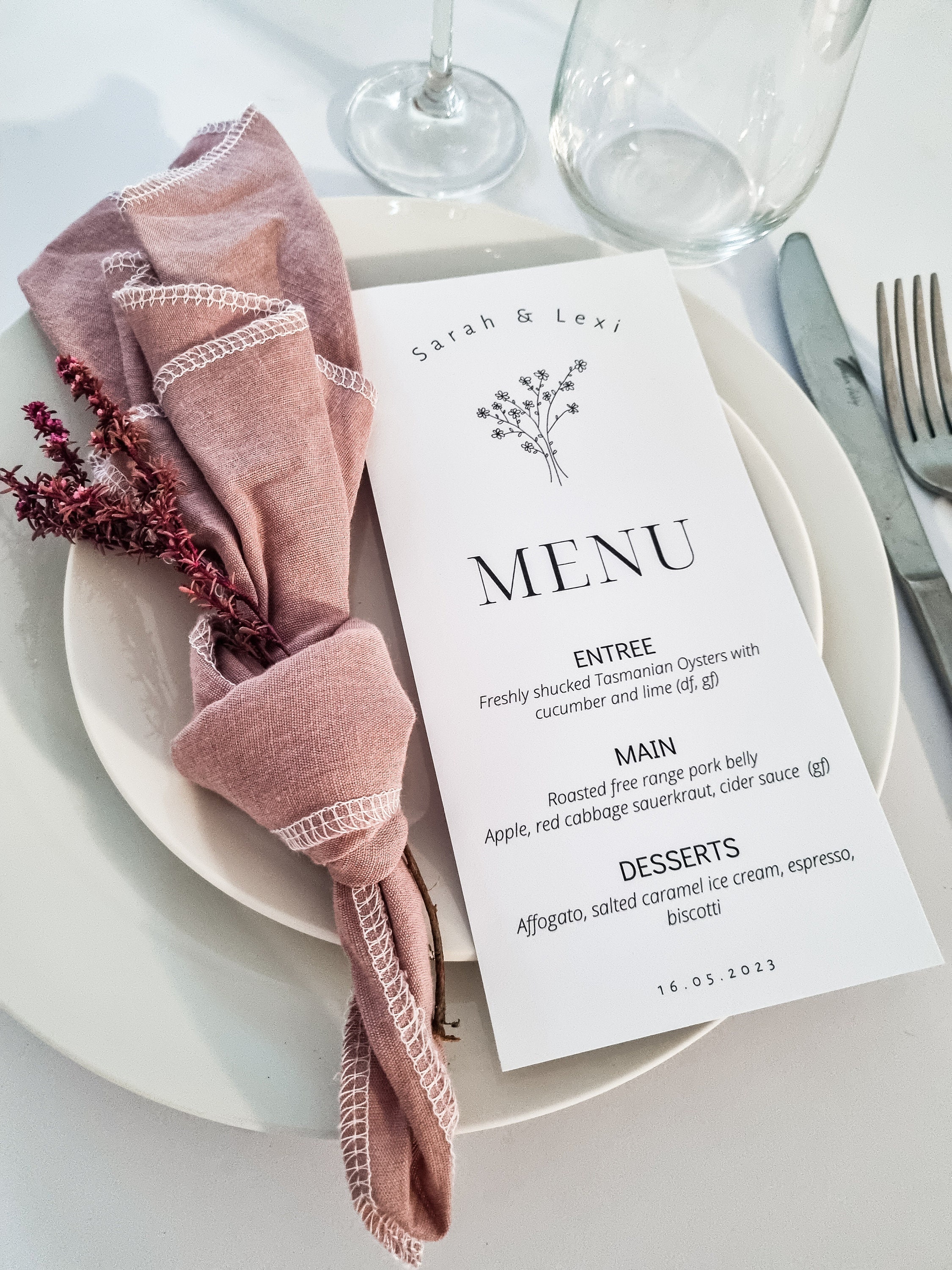 Personalised Menu & Place Card - Etsy Australia
