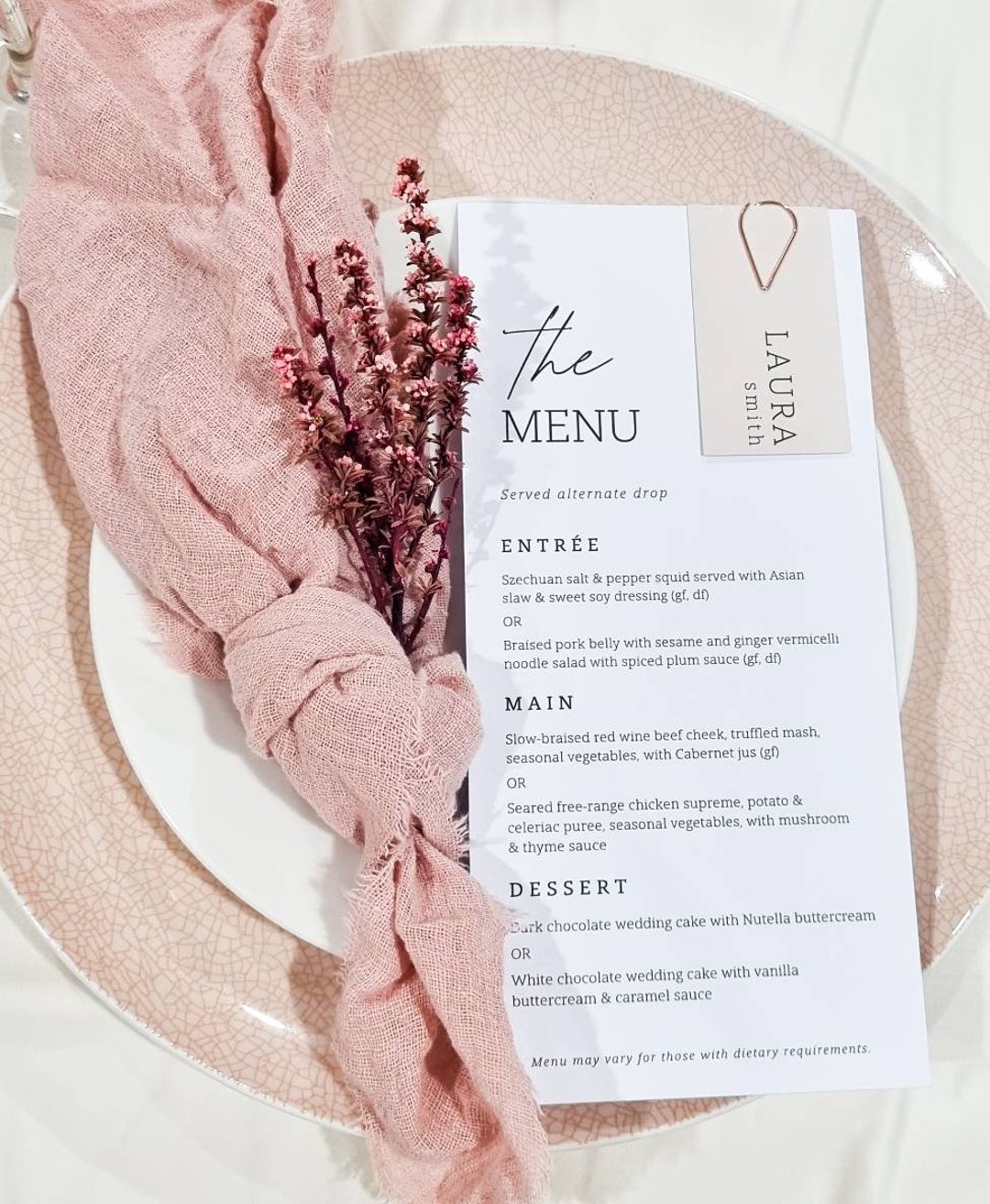 Personalised Menu & Place Card - Etsy Australia
