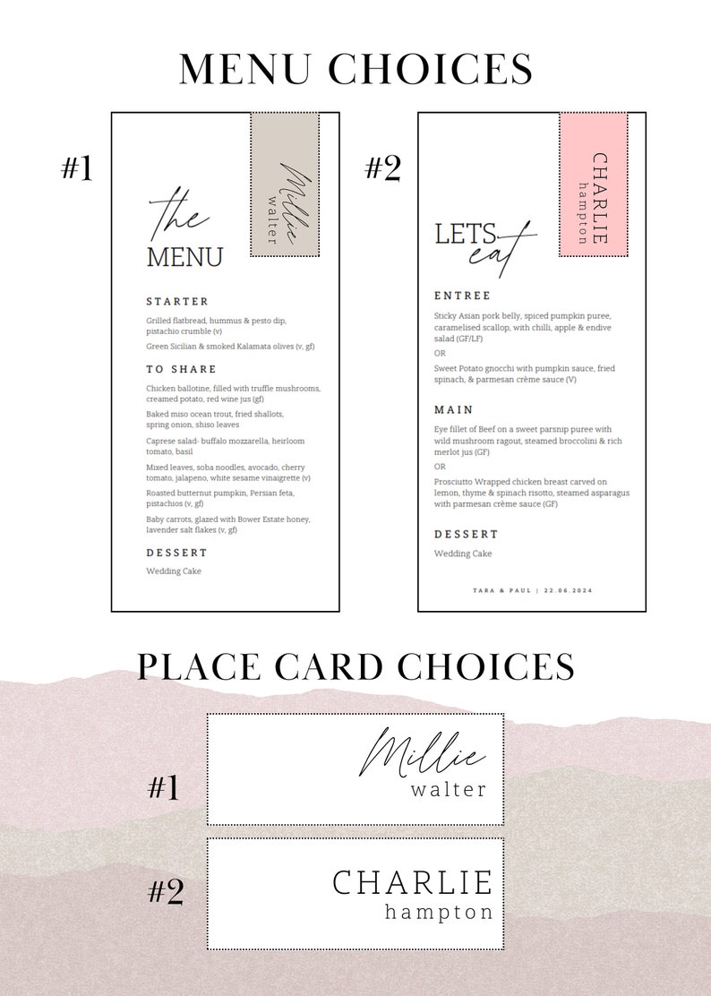 Personalised Menu & Place Card - Etsy Australia