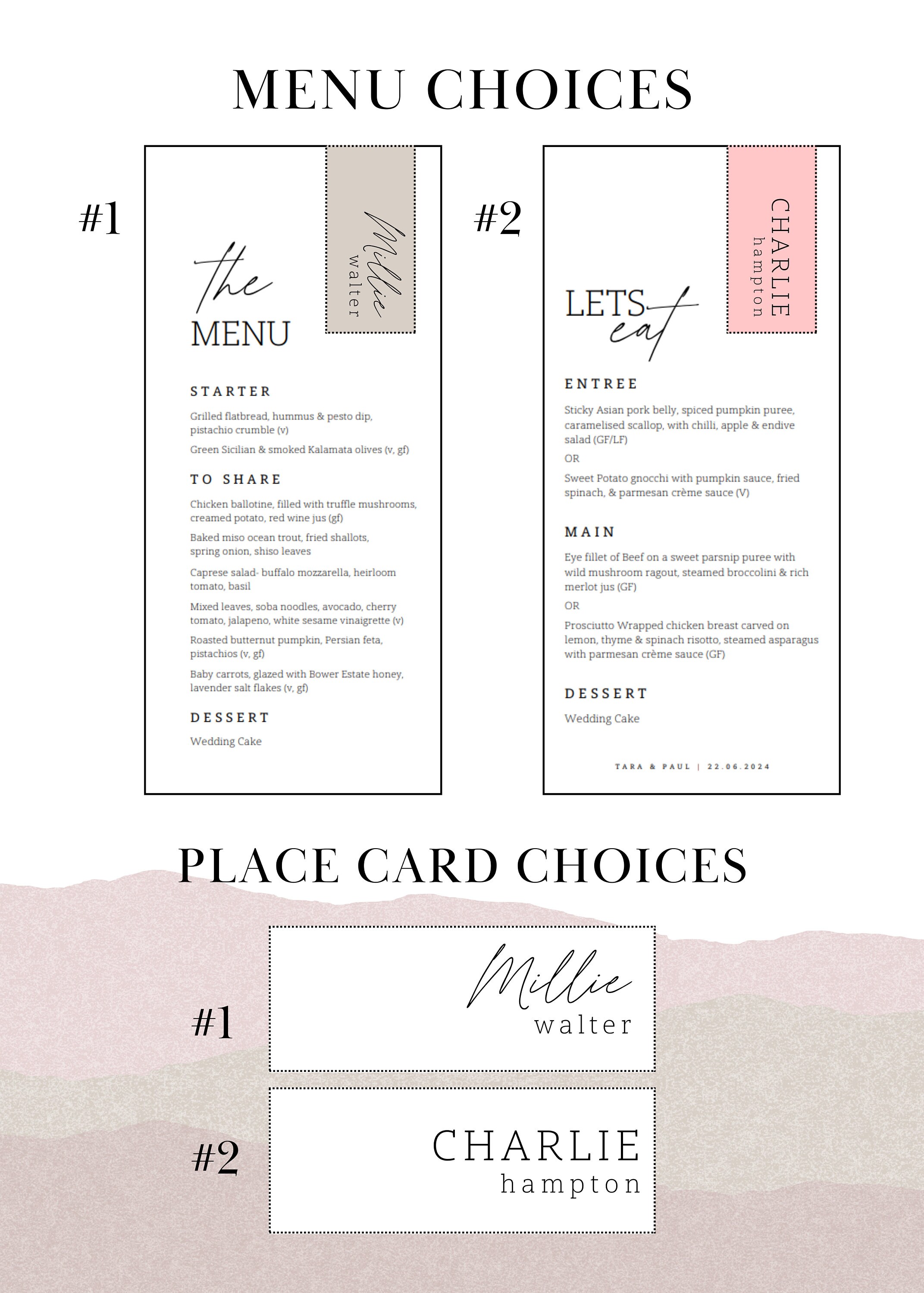 Personalised Menu & Place Card - Etsy Australia