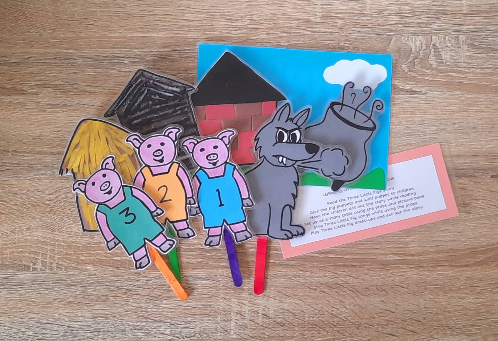 Preschool Props the Three Little Pigs and the Big Bad Wolf - Etsy Australia