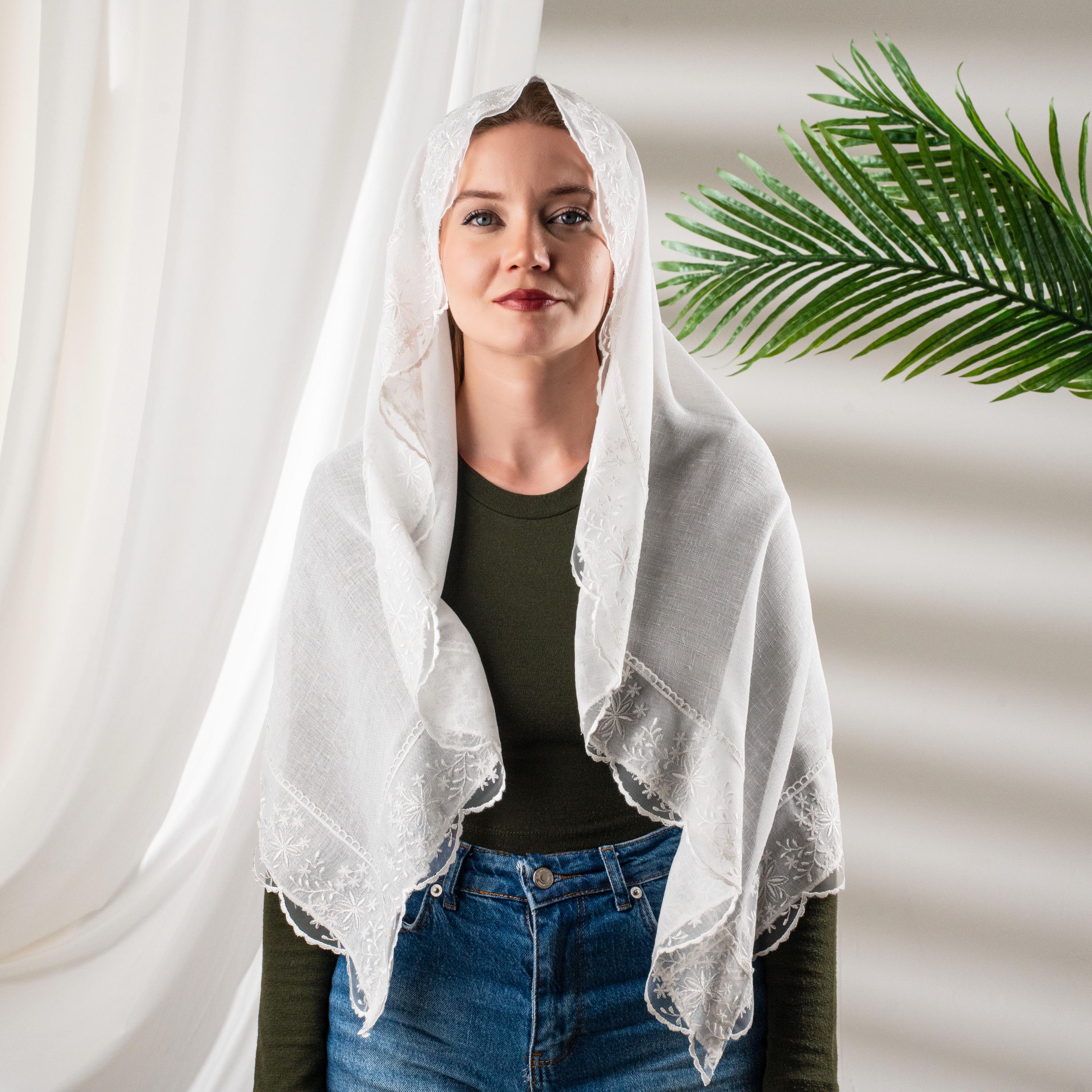 Ivory Linen Veil, Catholic Veil for Mass, Cathedral Veil, Bridal Veil ...