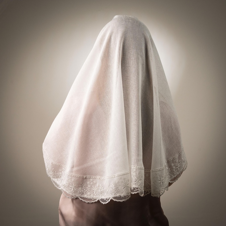 White Linen Veil, Catholic Veil for Mass, Cathedral Veil, Bridal Veil ...