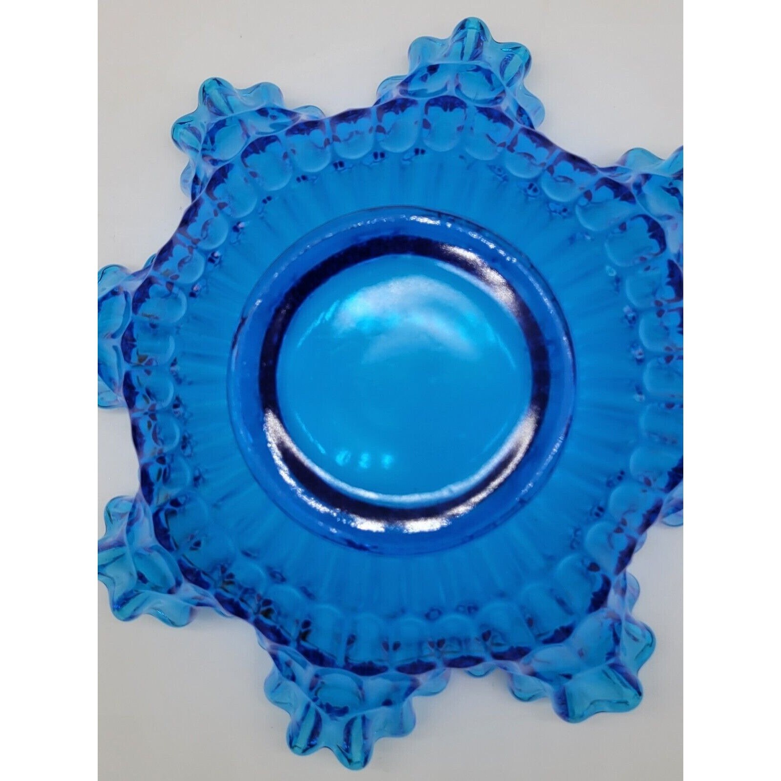 Vintage Fenton Cobalt Blue Glass Thumbprint Ruffled Crimpled 12 Bowl - Etsy