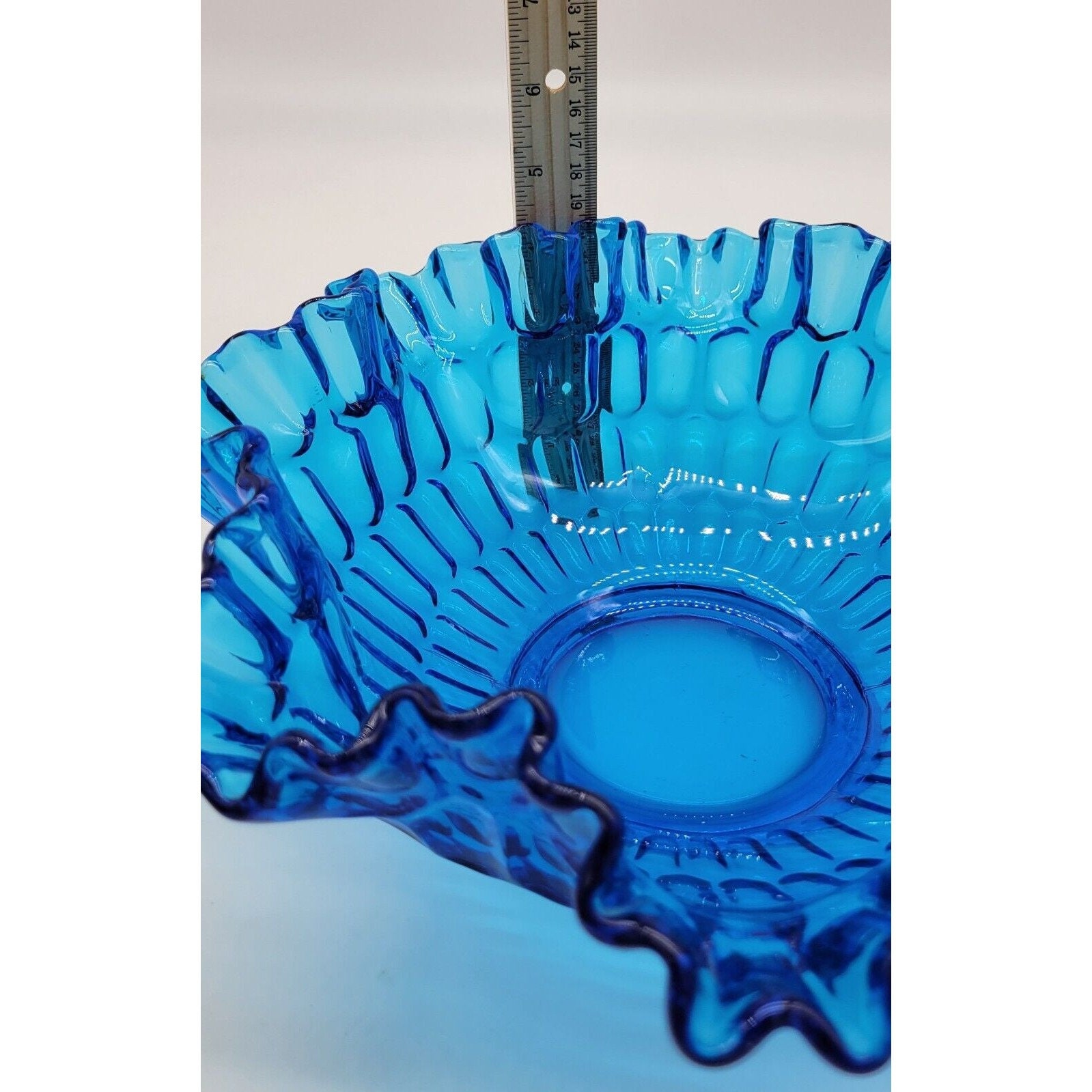 Vintage Fenton Cobalt Blue Glass Thumbprint Ruffled Crimpled 12 Bowl - Etsy