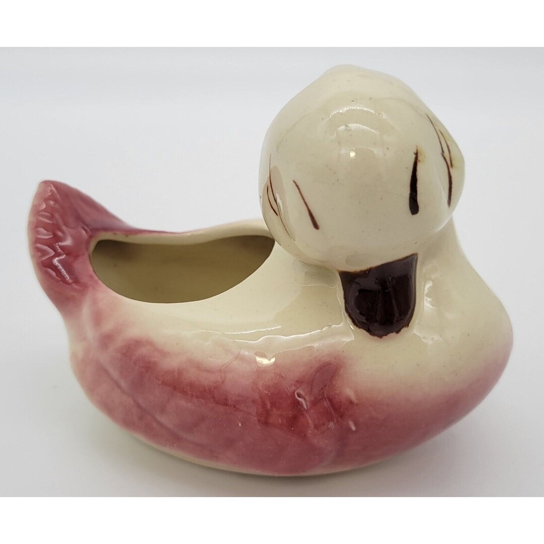 Vintage Small Duck Planter Pink & Cream - Etsy