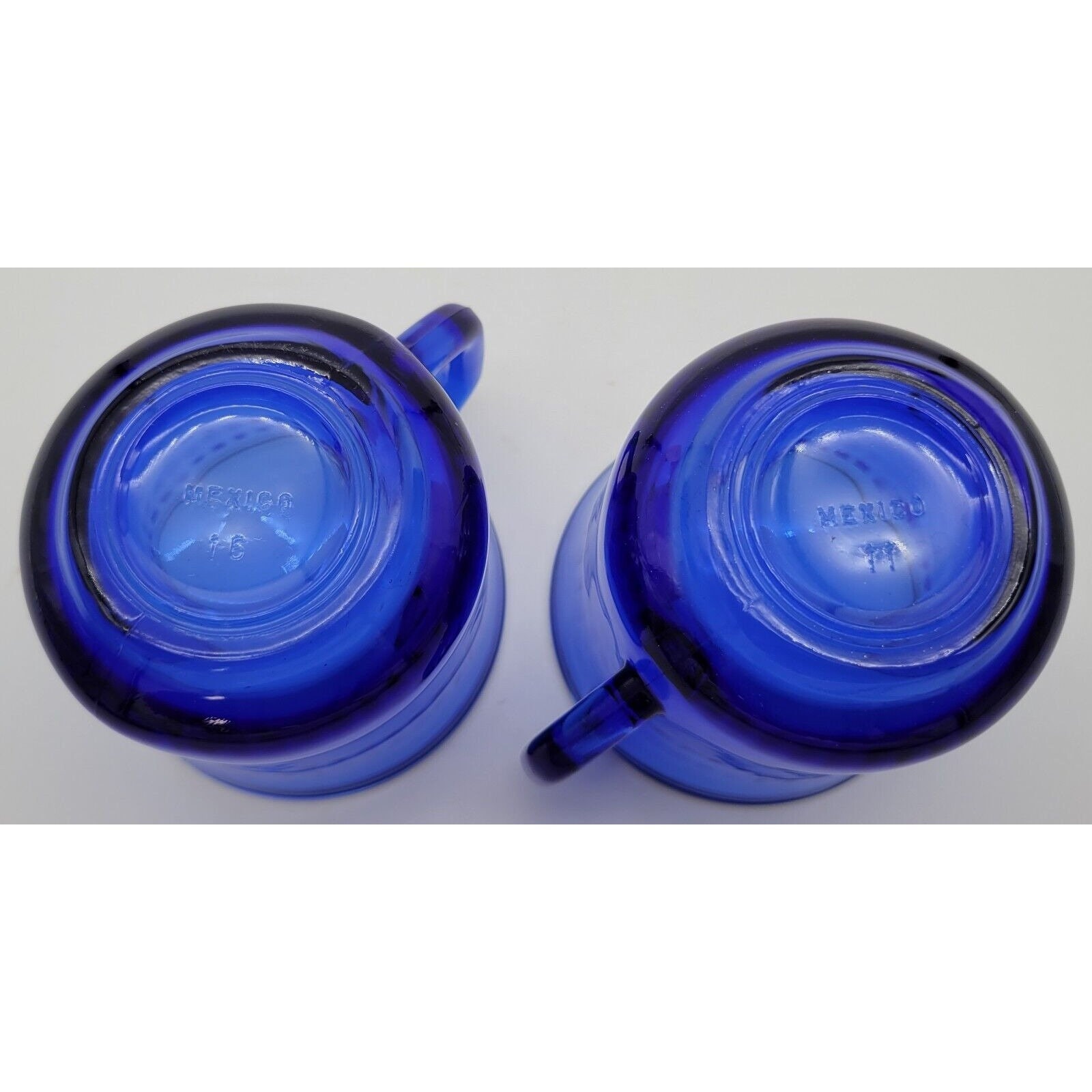 Vintage 2 Fortecrisa Mexico Cobalt Blue Waffle Pattern 8oz Glass Coffee ...