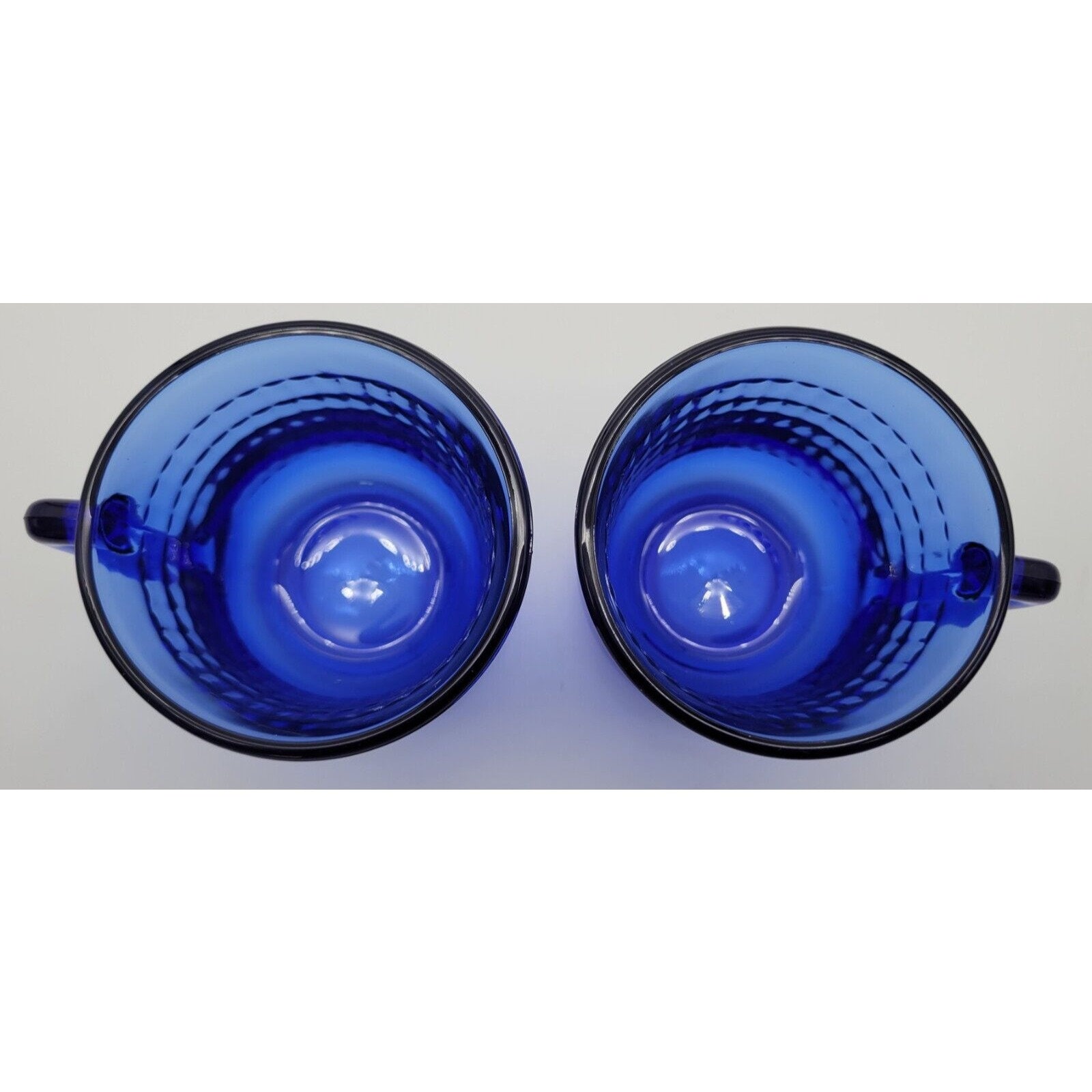 Vintage 2 Fortecrisa Mexico Cobalt Blue Waffle Pattern 8oz Glass Coffee ...