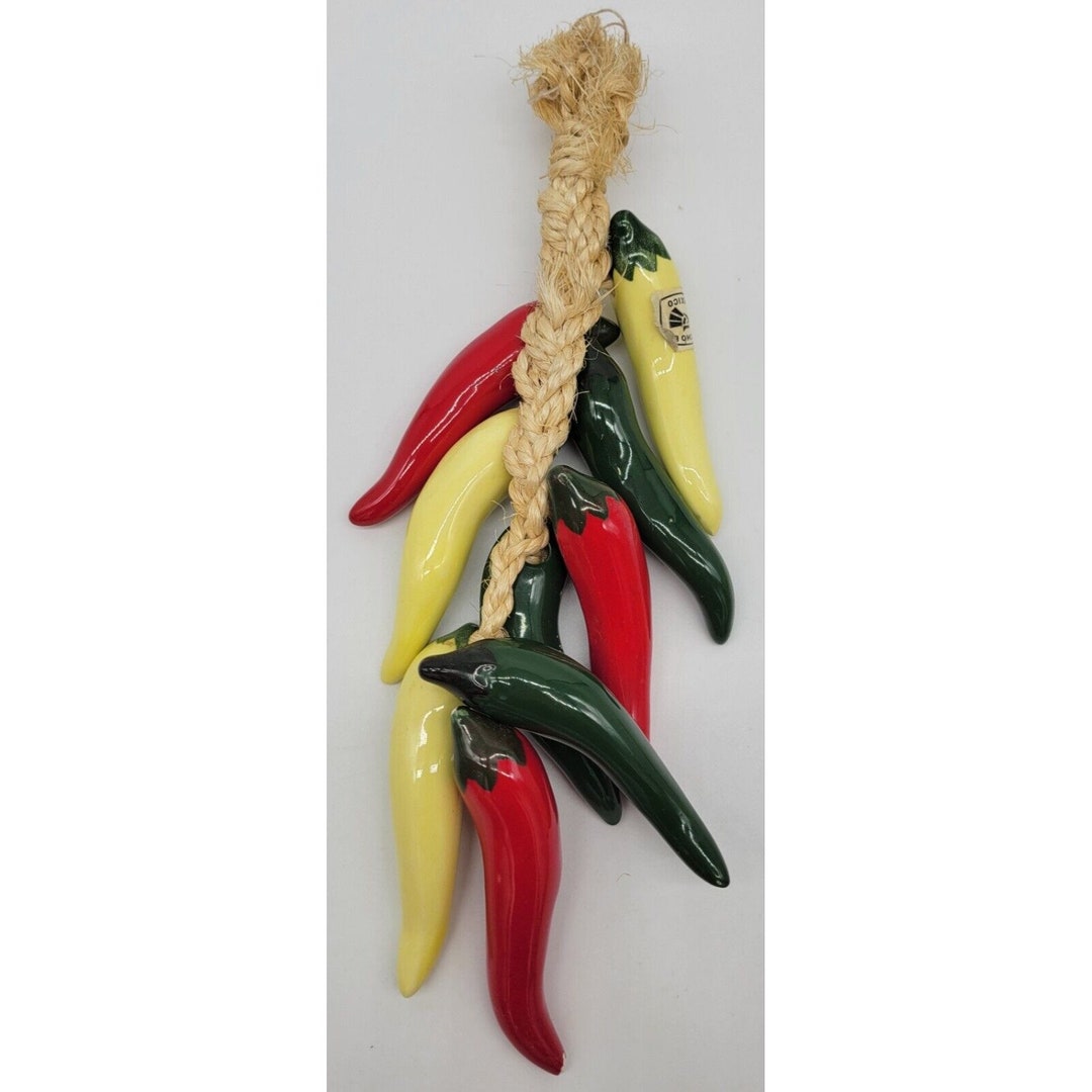 Vintage Hechno En Mexico Ceramic Jalapeño Peppers on Rope 12 Wall ...