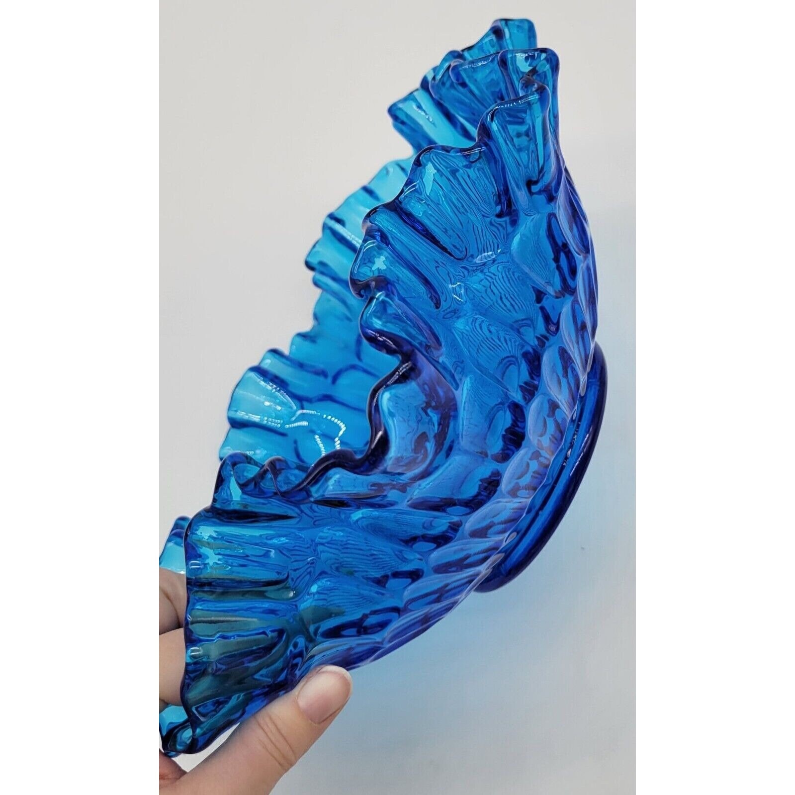 Vintage Fenton Cobalt Blue Glass Thumbprint Ruffled Crimpled 12 Bowl - Etsy