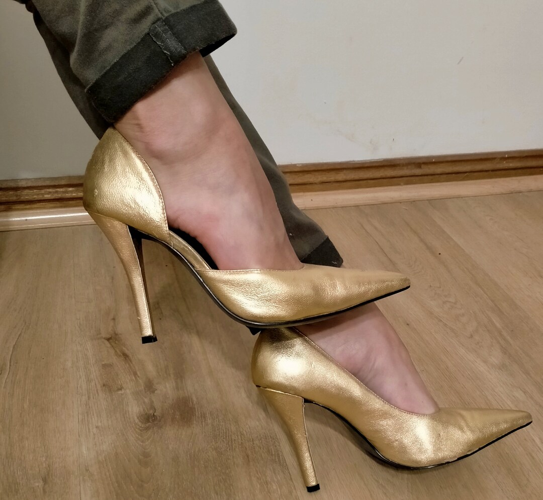 Colin Stuart Gold Metallic Heels Size: 6.5 - Etsy