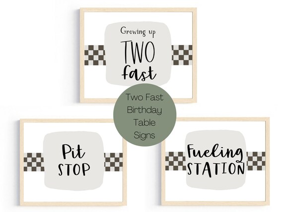 Growing up Two Fast Party Signs Two Fast Birthday - Etsy