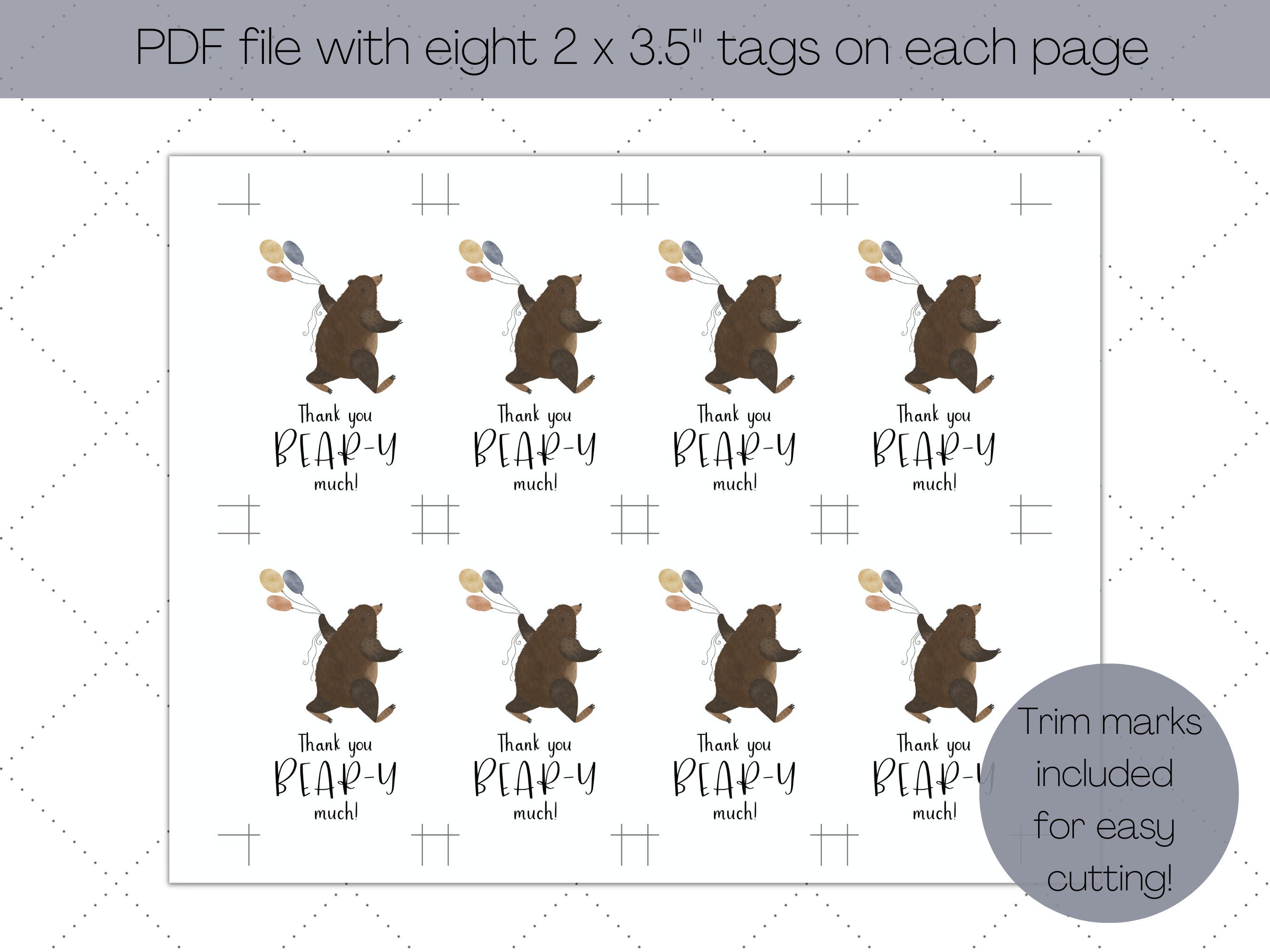 Beary 1st Birthday Party Favor Tags Bear Gift Tags Woodland - Etsy