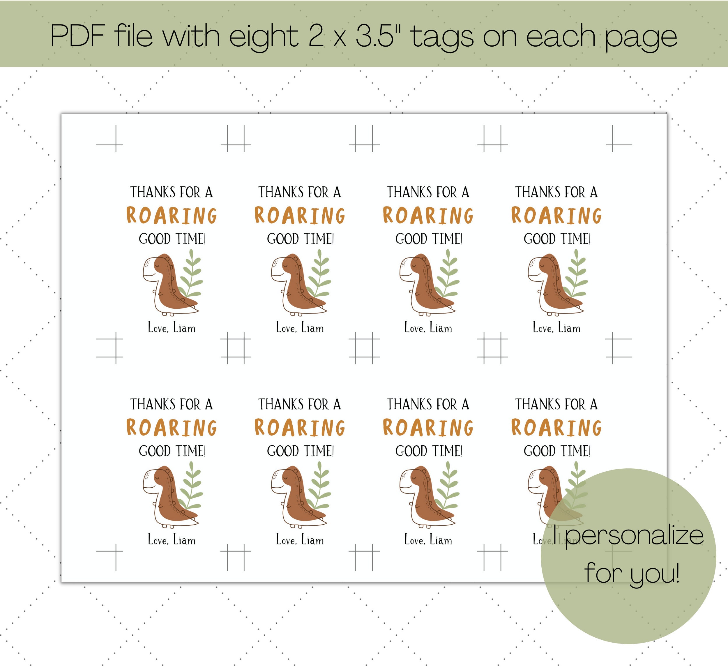 Dinosaur Birthday Favor Tags Dinosaur Party Gift Tags Dino - Etsy