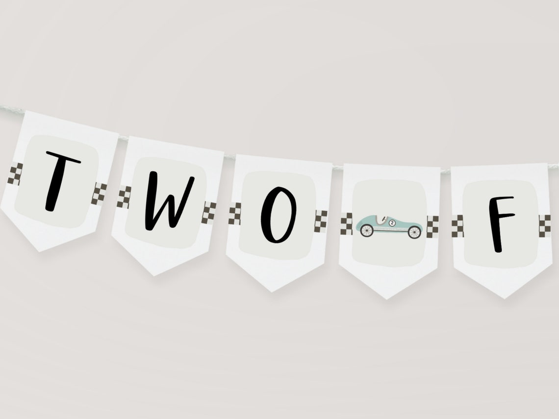 Two Fast Birthday Banner Race Car Banner 2 Fast Decorations - Etsy
