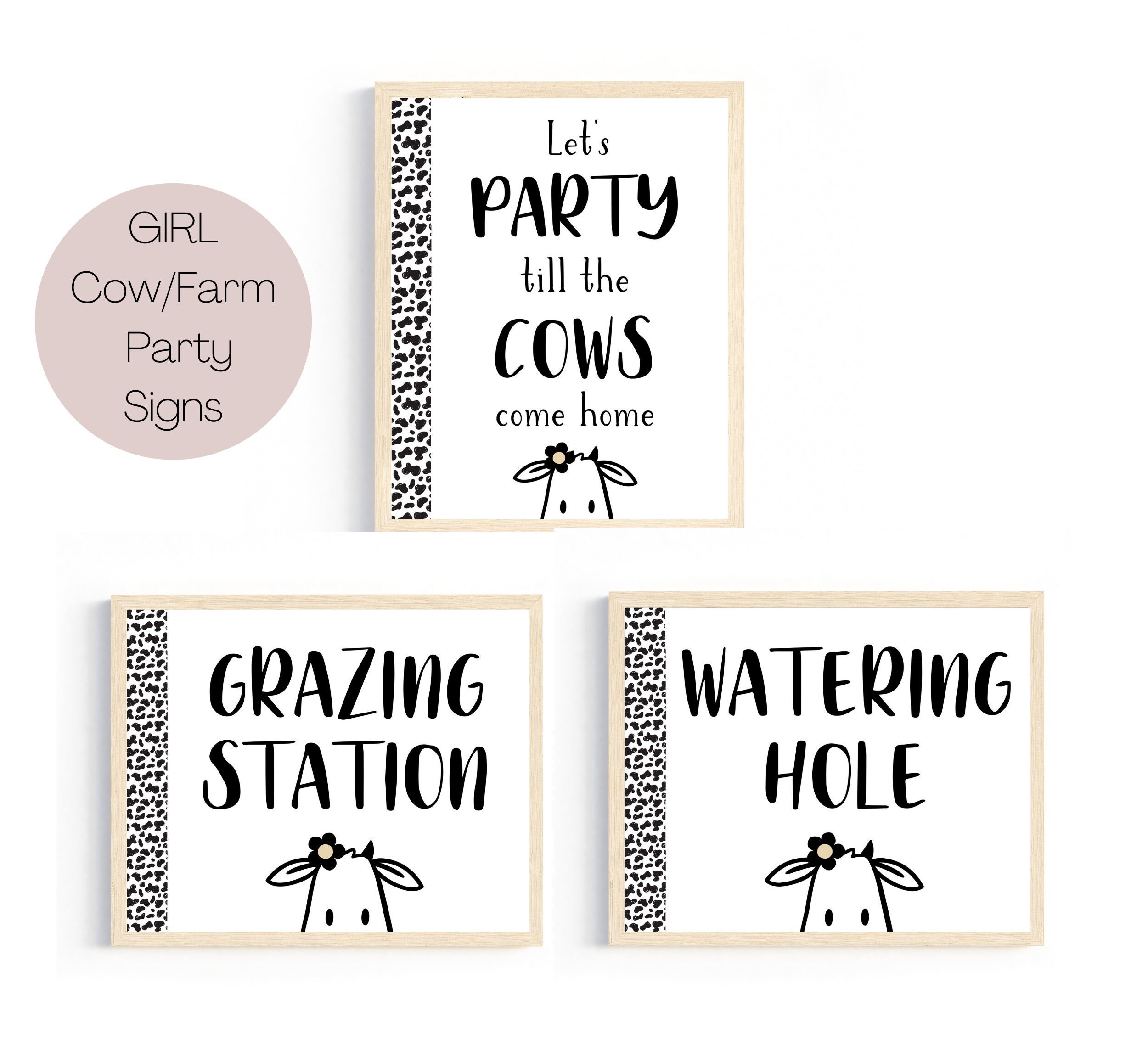 Girl Cow Birthday Party Table Signs Farm Birthday Party | Etsy