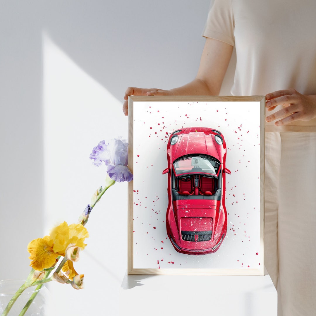 Car Printable Wall Art, Red Car Poster, Top View Car Poster, Car Prints ...