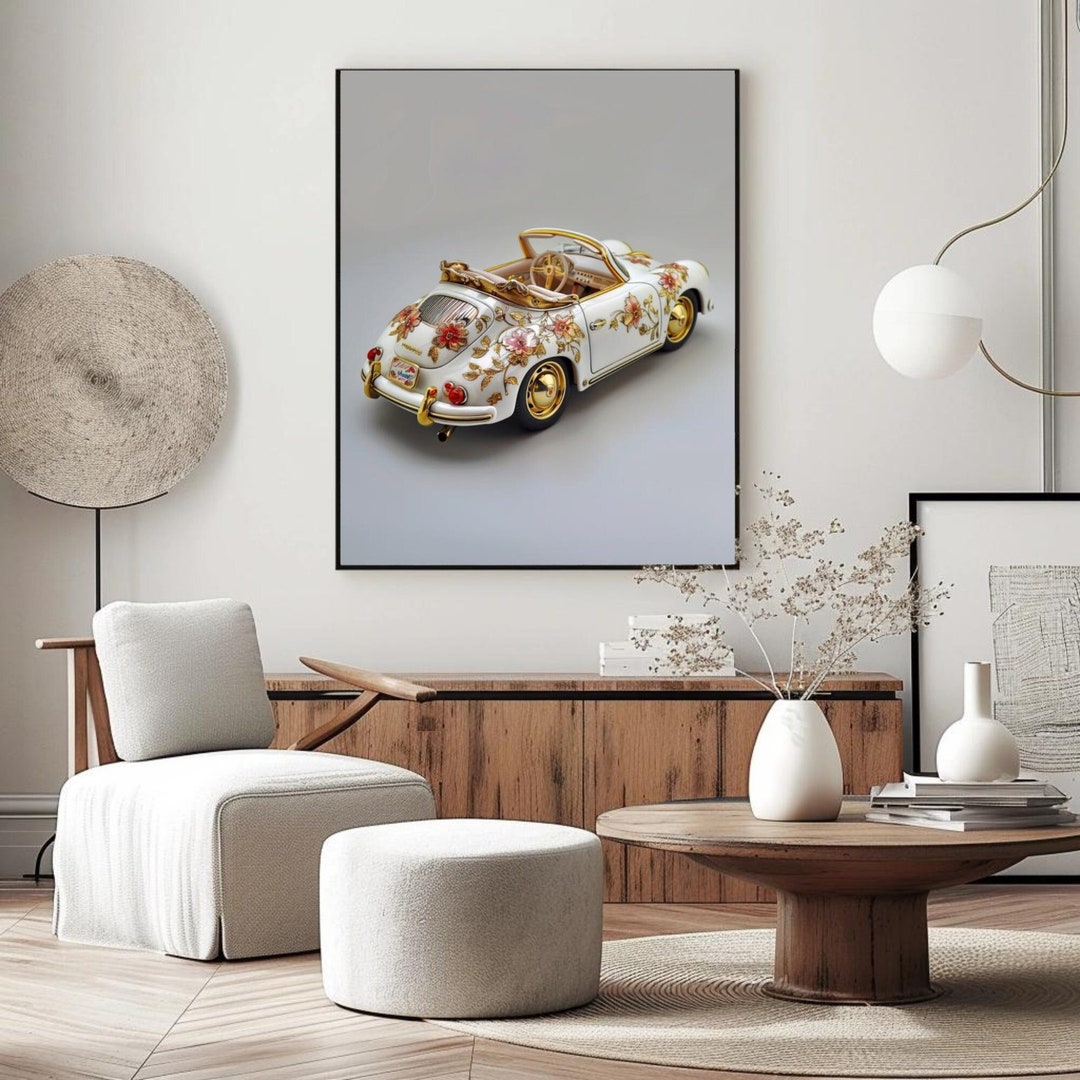 Car Wall Art, Convertible Car Prints, Hot White Car Poster, Girly Car ...