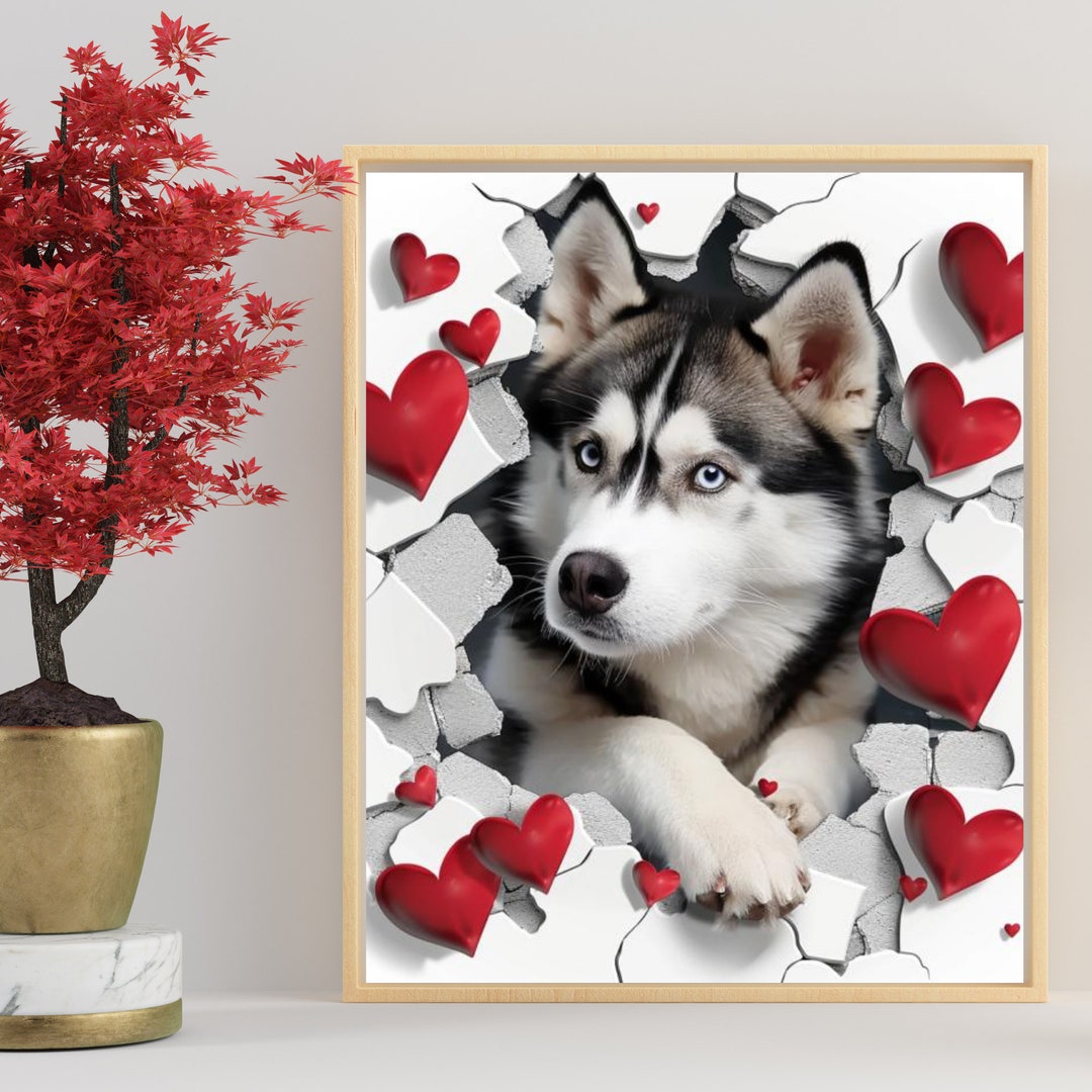Husky Dog Wall Art: Stylized 3D Effect (digital Download) - Etsy