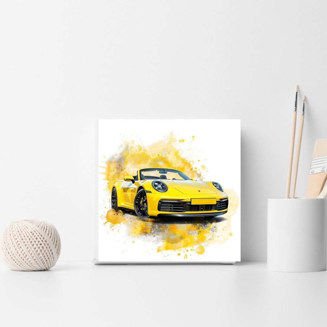Car Printable, Yellow Car Prints, Yellow Car Poster, Girly Car Poster ...