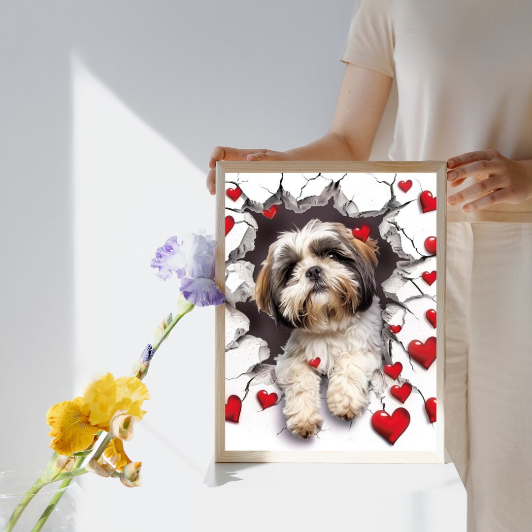 Shih Tzu Dog Wall Art . Dog Wall Art ( Stylized 3D Effect) , Dog Mom ...