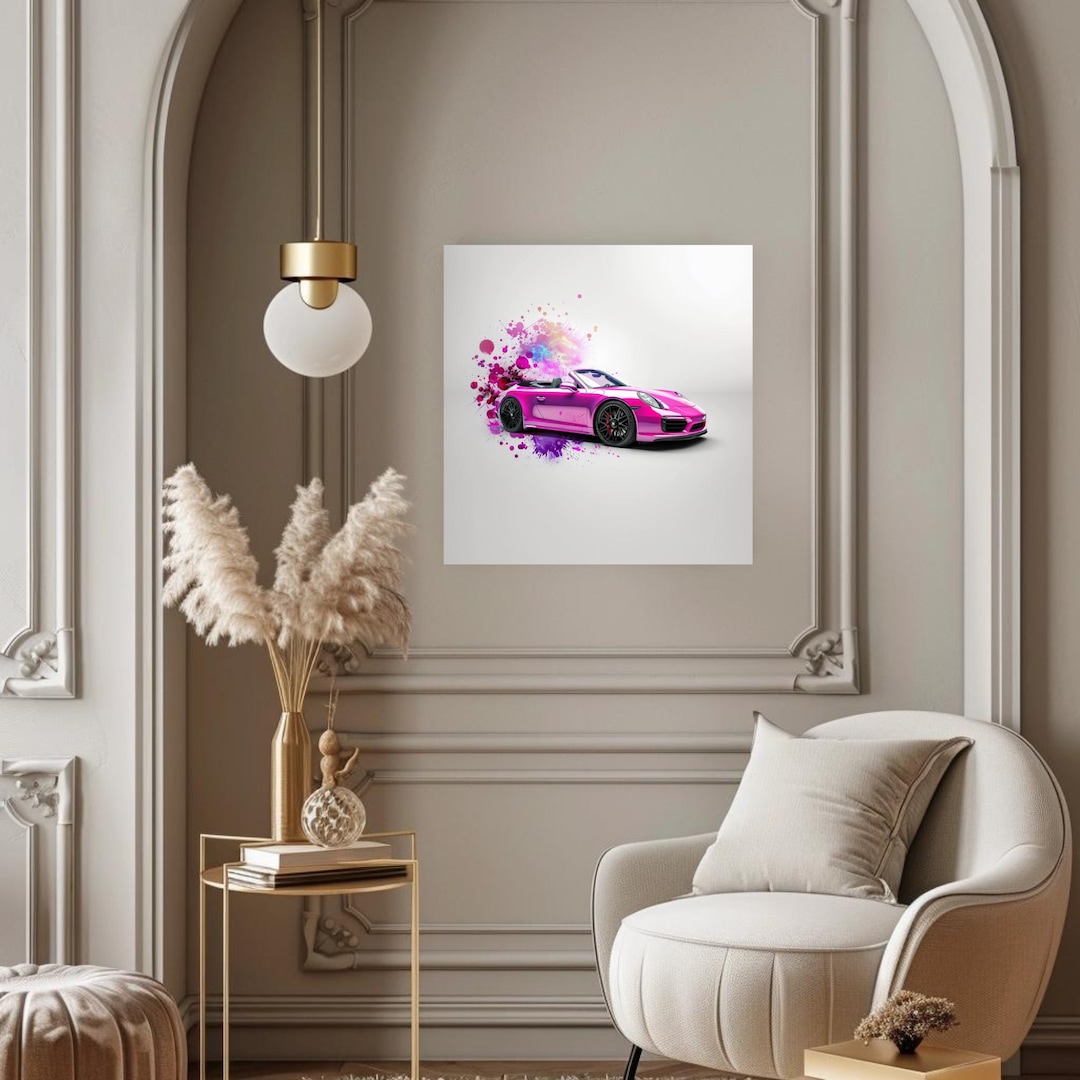 Car Printable, Pink Abstract Car Prints, Hot Pink Car Poster, Girly Car ...