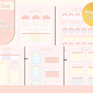 Goal Planner Kit | Canva Planner Template | Editable Canva Template ...