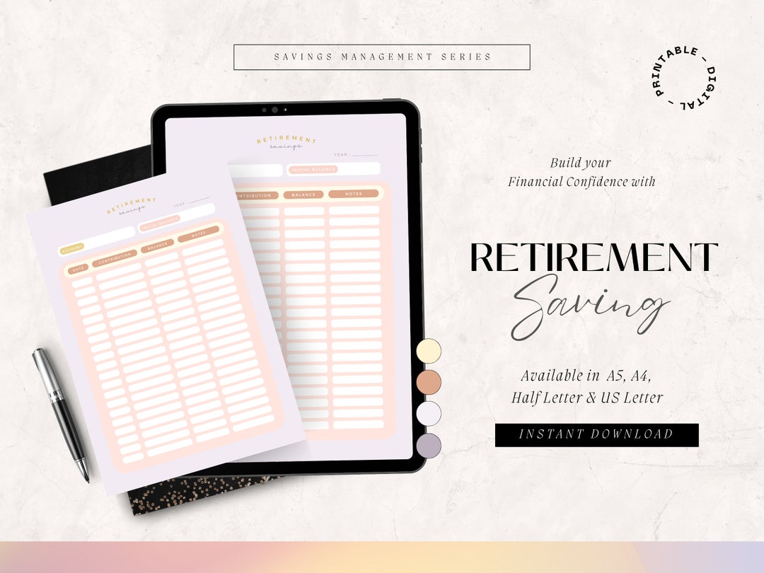 Retirement Saving Tracker, Printable Budget Planner, Finance Planner ...