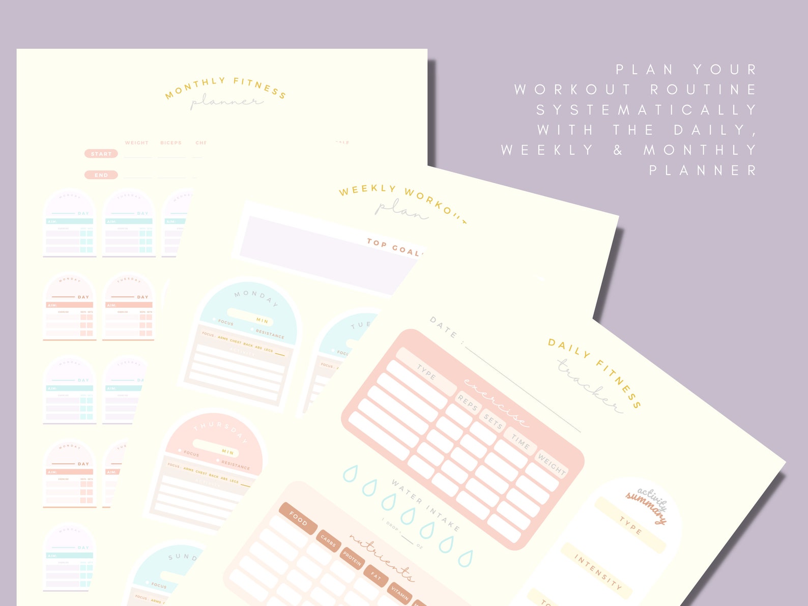 Fitness Planner, Editable Canva Workout Routine Template, Digital ...