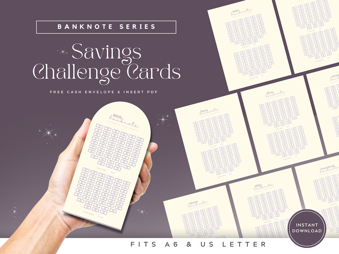 Savings Challenge Printable, Banknote Saving Tracker, A6 Envelope ...