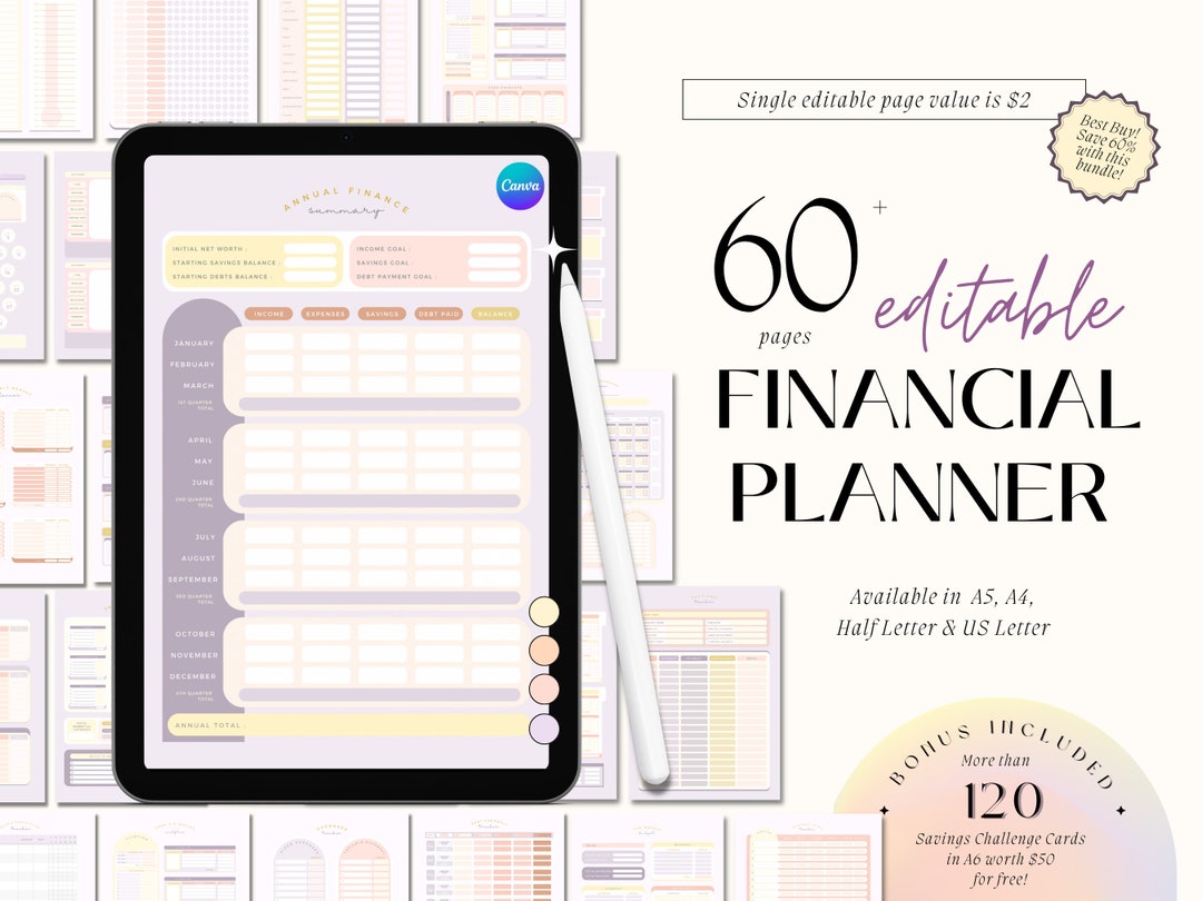 Editable Financial Planner Bundle, Monthly Budget Planner Templates ...