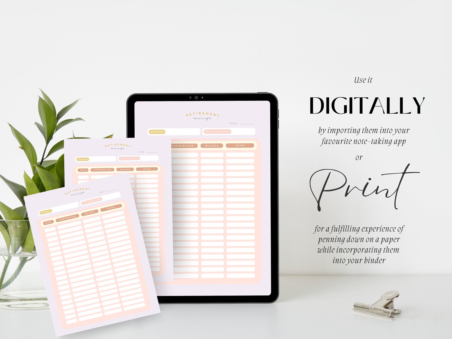Retirement Saving Tracker, Printable Budget Planner, Finance Planner ...